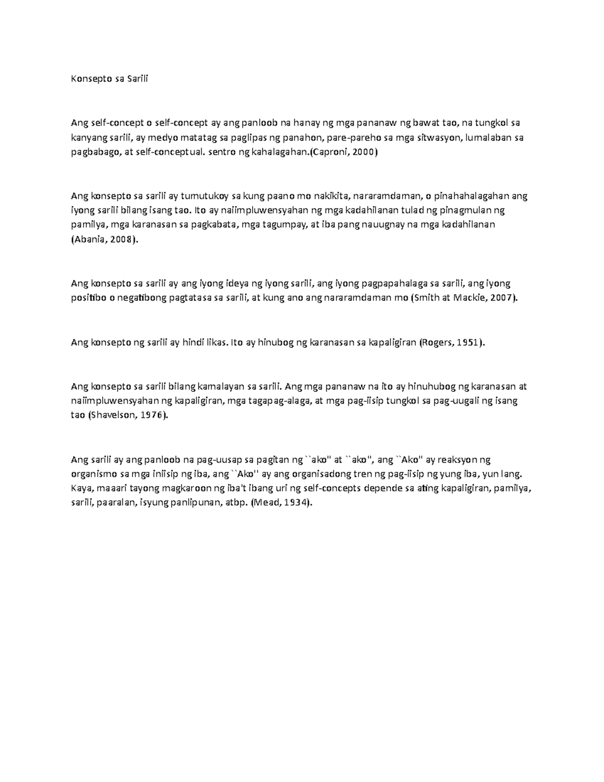 Rrl-kompan - rrl - Konsepto sa Sarili Ang self-concept o self-concept ...