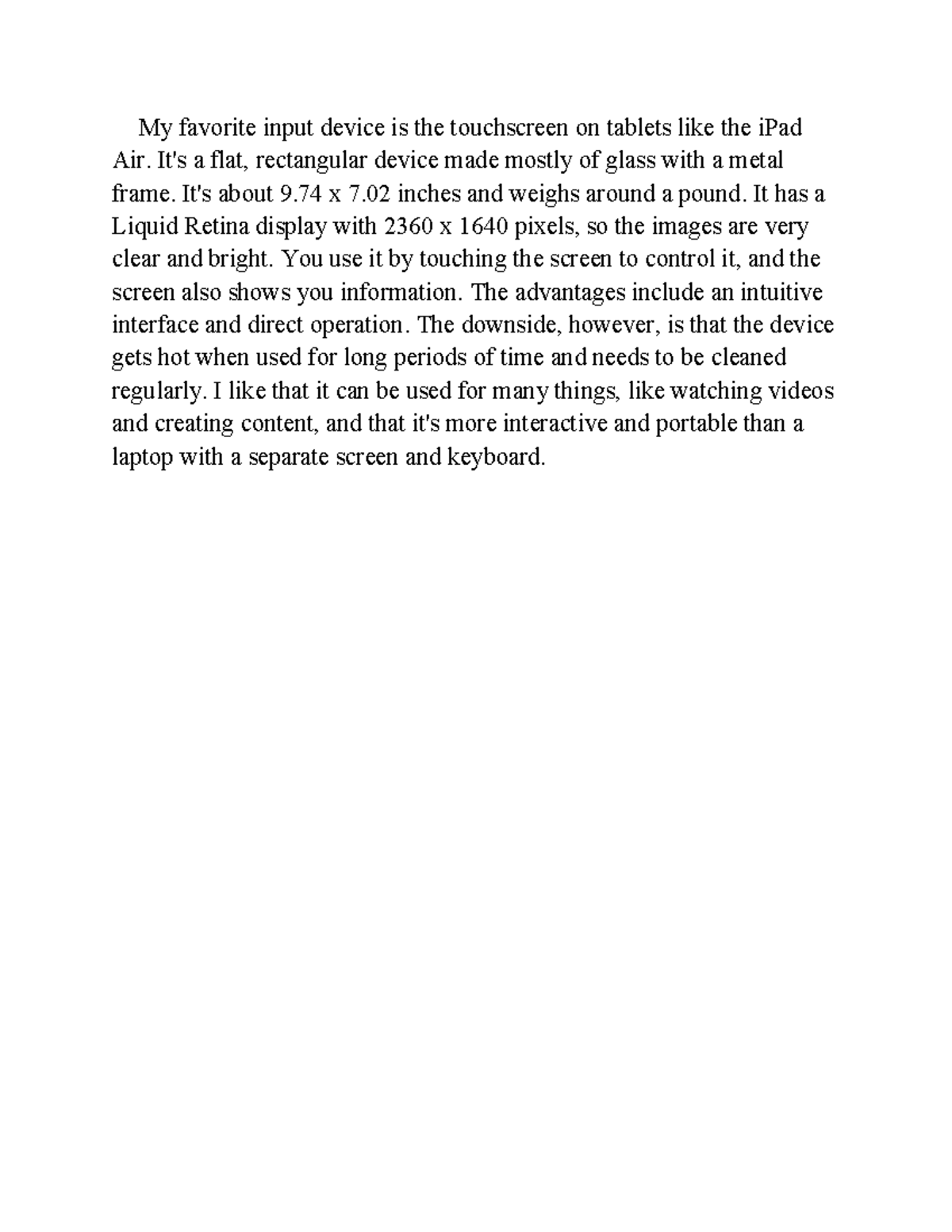 Unit 3 Input Device Analysis: Touchscreen Tablets - Studocu