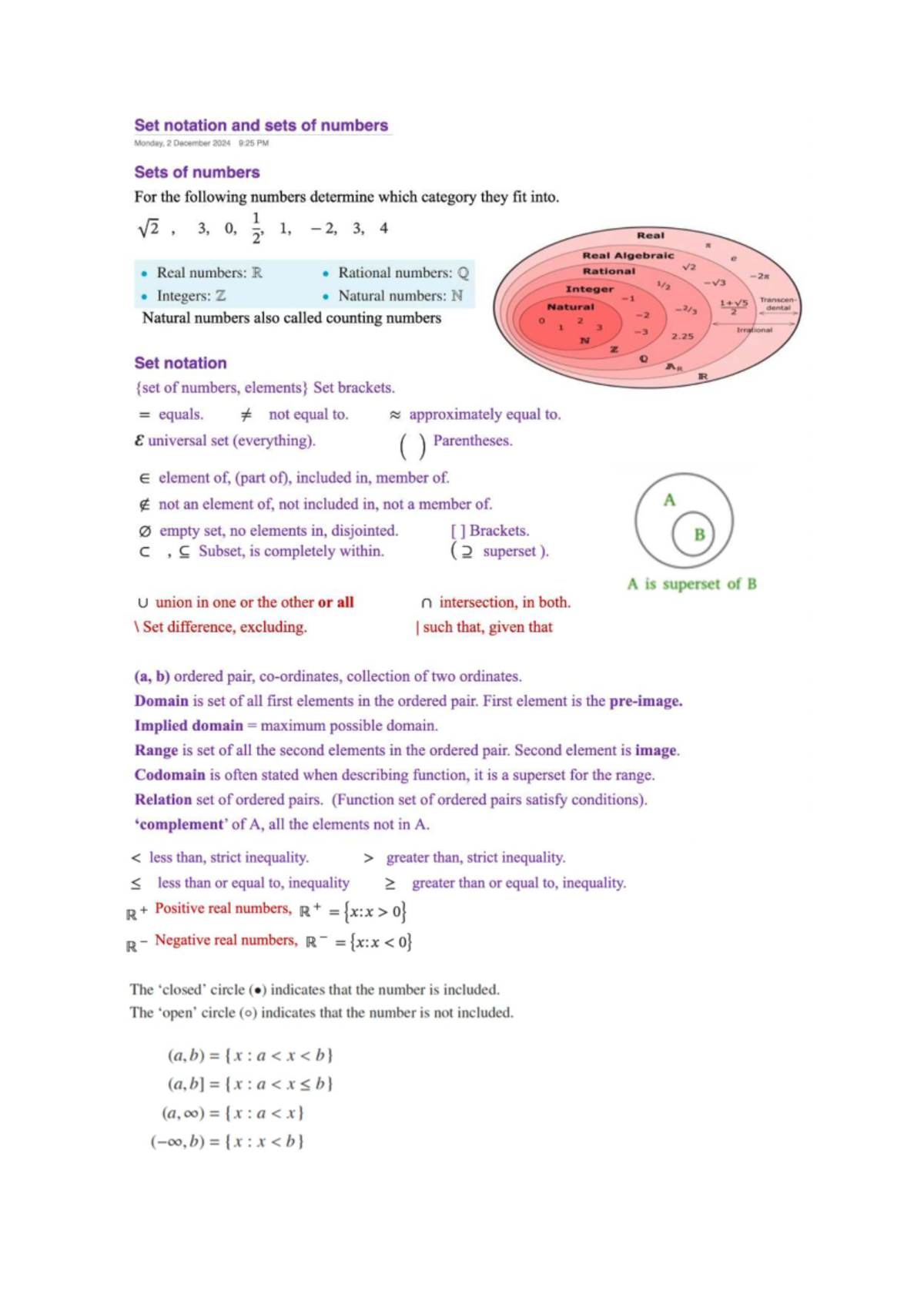 Set Notation and Functions: A Comprehensive Guide for HIM 1-10 - Studocu