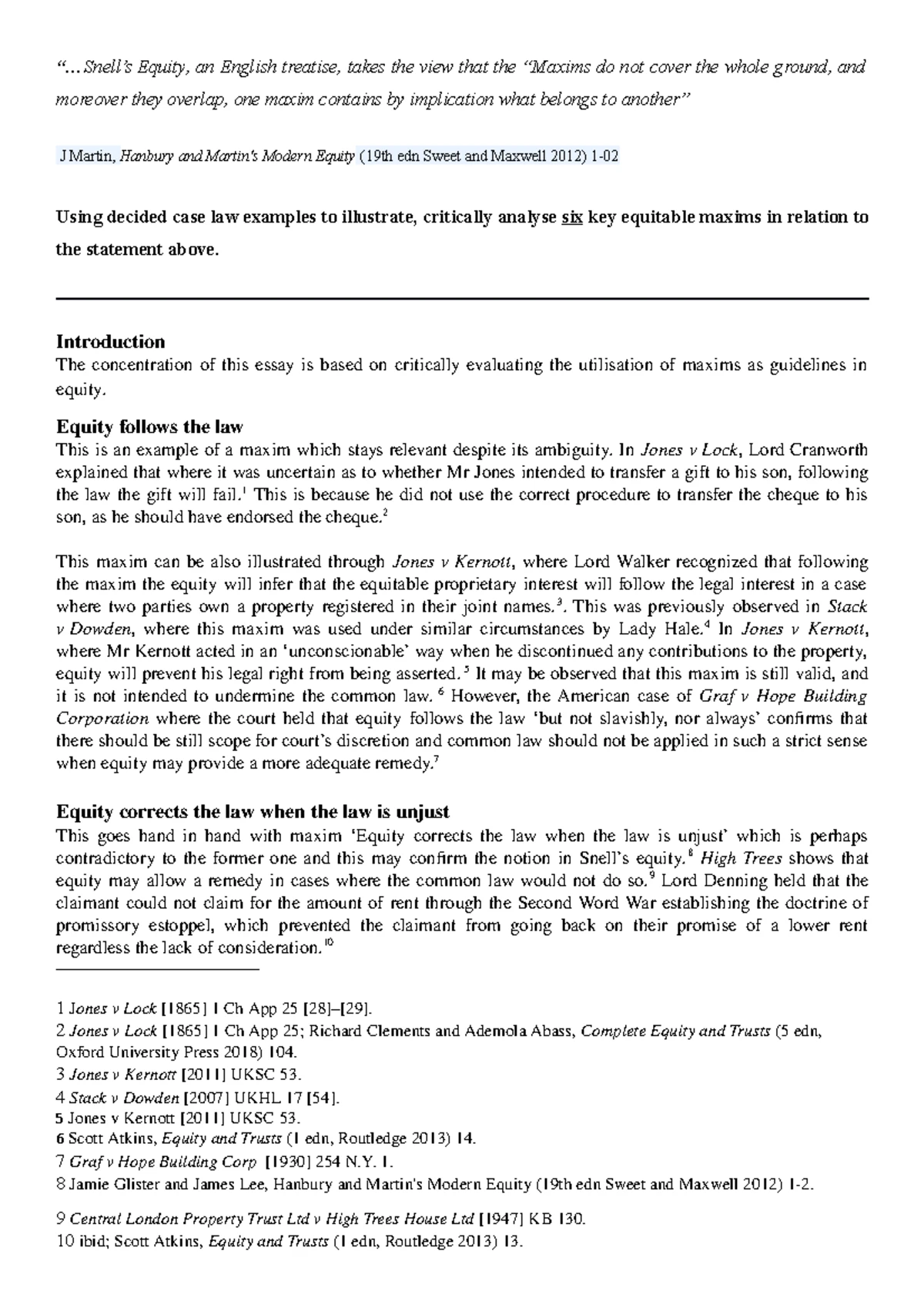 Equity and Trusts Exam paper May 2020 - SCHOOL OF LAW MIDDLESEX ...