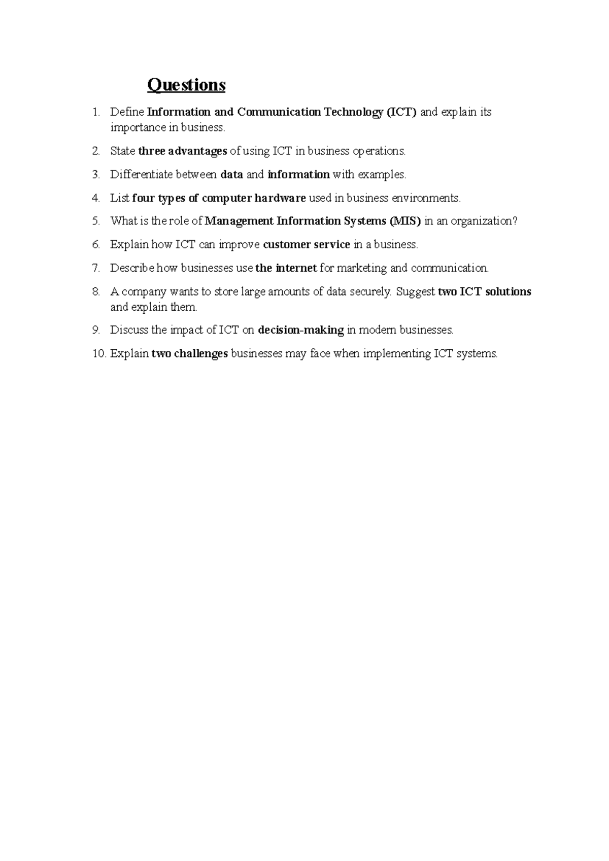 ICT in Business: Importance, Advantages, and Challenges - Studocu