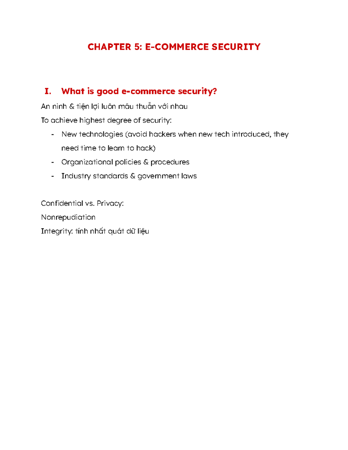 ECOM 5: Notes on Ecommerce Security and Digital Signatures - Studocu