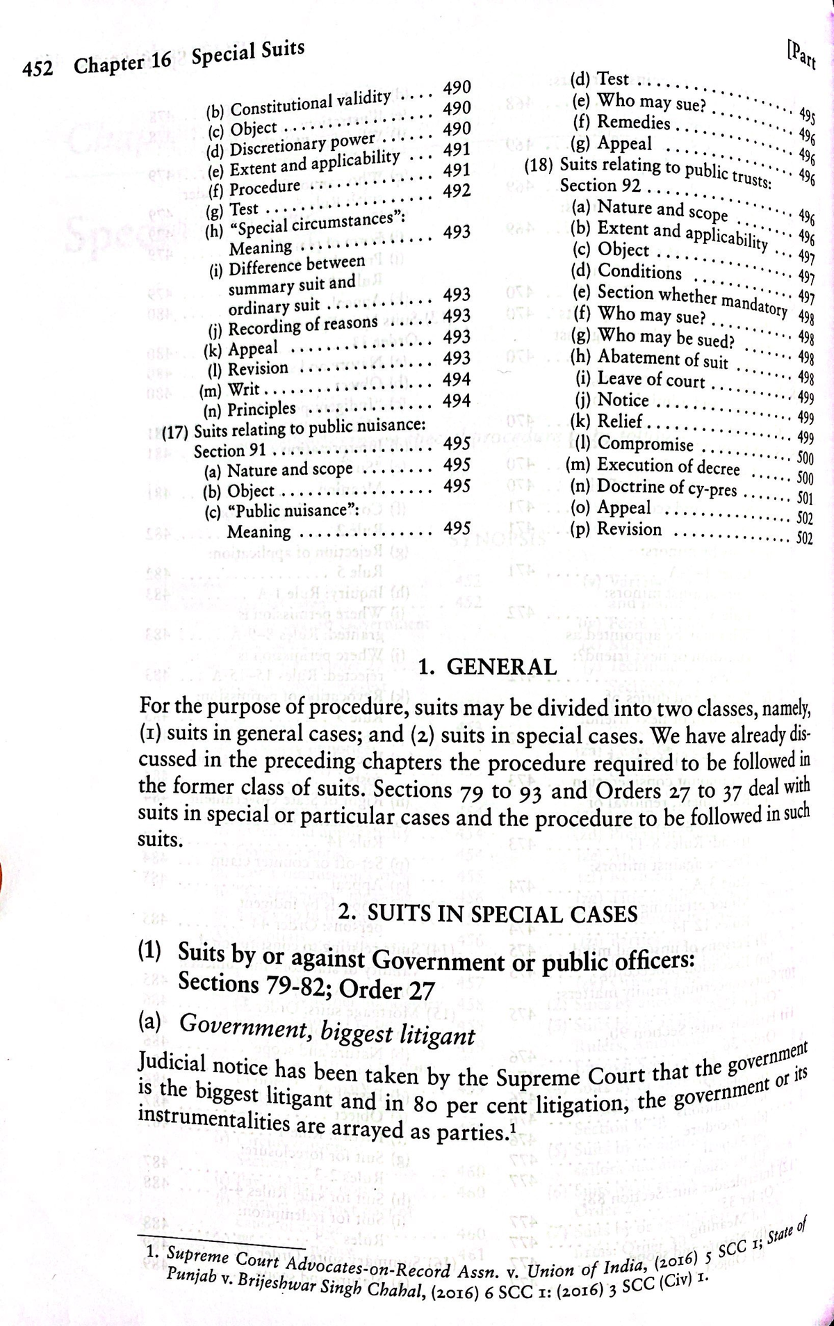 452 CPC Chapter 16: Special Suits and Constitutional Validity - Studocu
