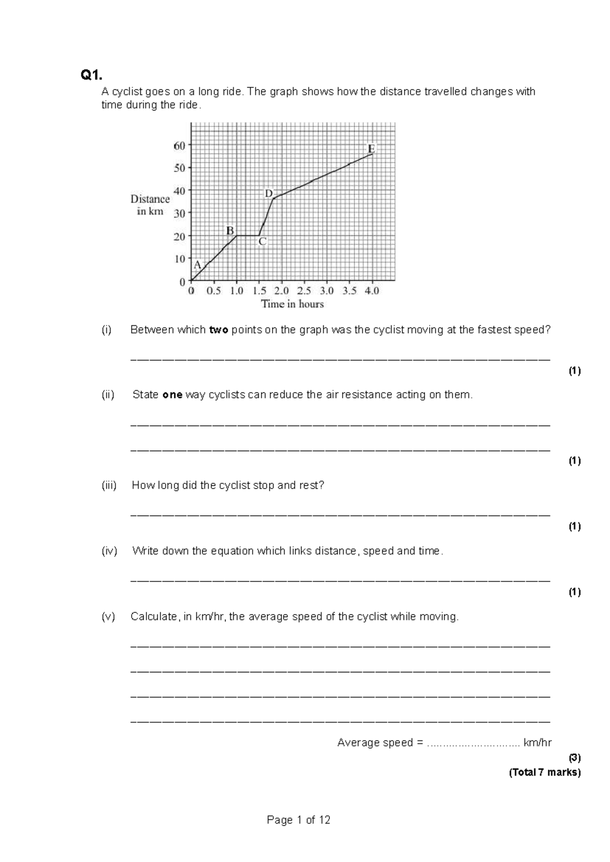 Yr9 Motion Exam 1: Forces and Motion Test for KS3 - Studocu
