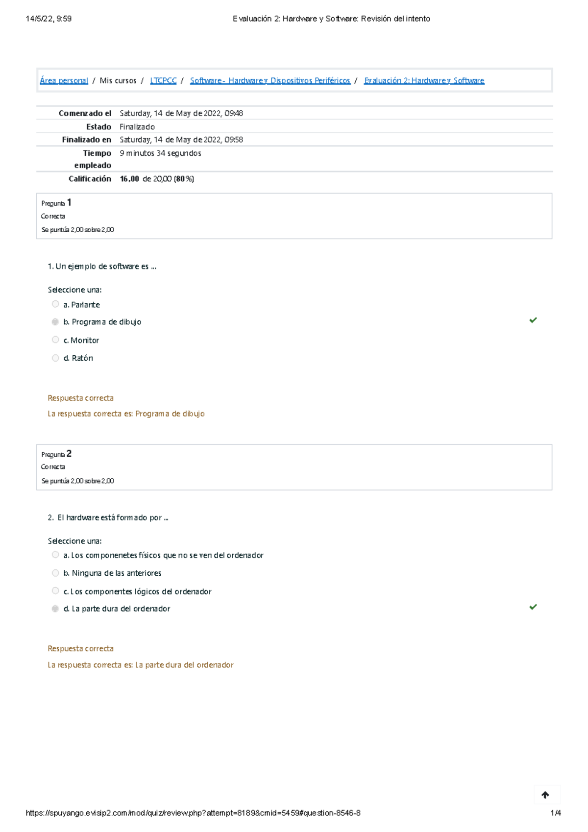 Evaluación 2: Revisión de Hardware y Software - LTCPCC - Studocu