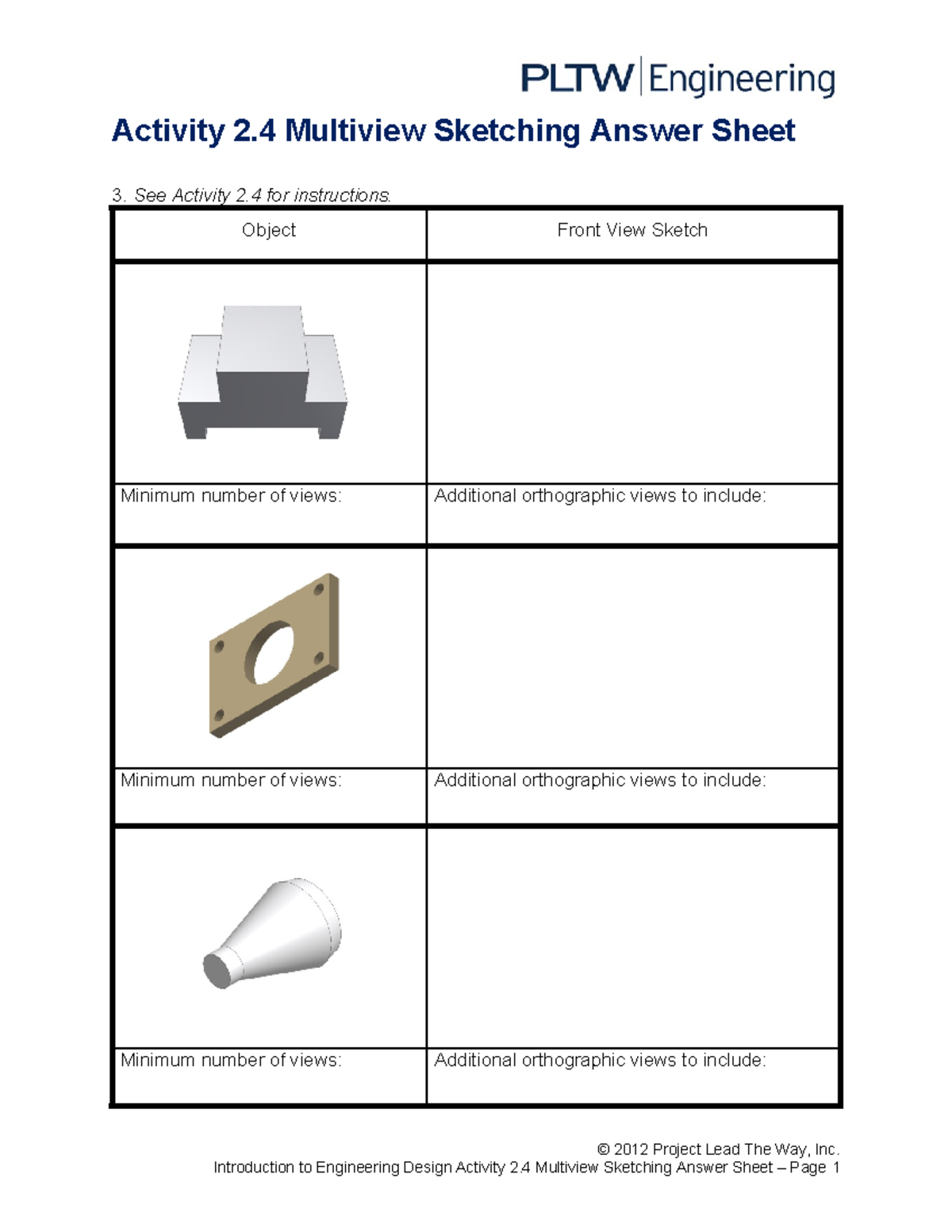 ENGR 2 4 A Activity 2 Multiview Sketching Answer Sheet - Studocu
