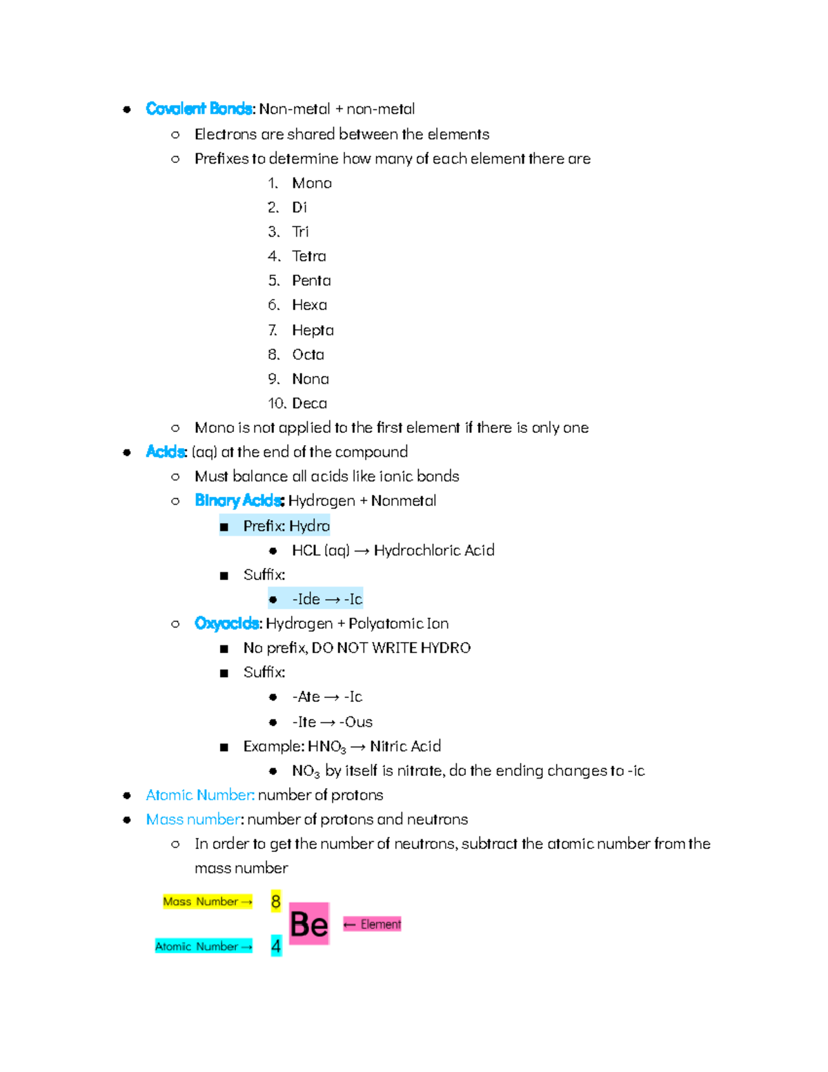 AP Chem Notes: Covalent Bonds, Acids, and Atomic Structure - Studocu