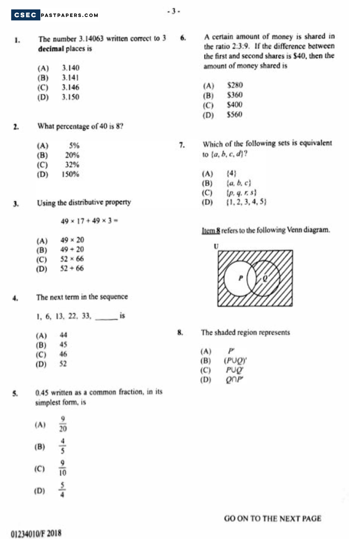 CSEC 2018 June Paper 1 Past Exam Questions and Answers - Studocu