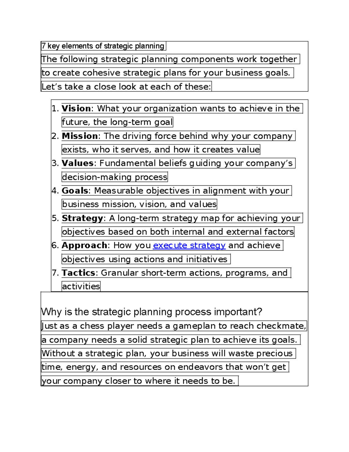 7 Key Elements of Strategic Planning: A Comprehensive Overview - Studocu