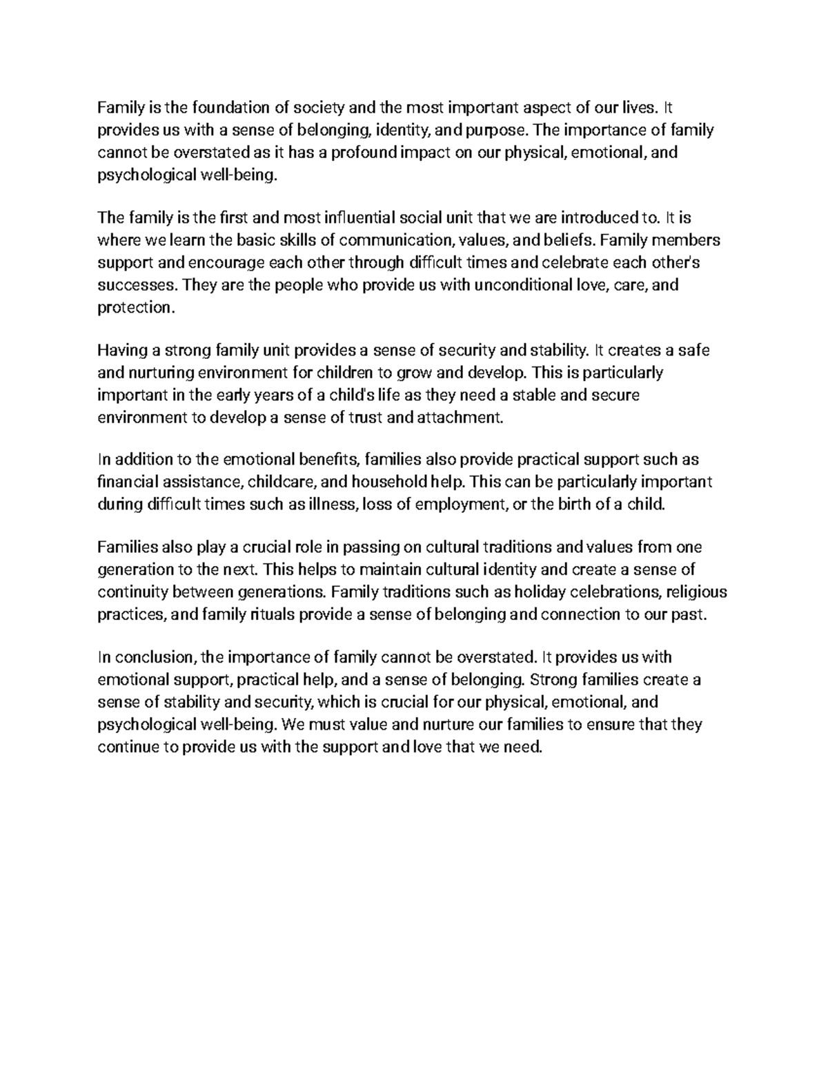 Importance of family - ' Essay - Family is the foundation of society ...