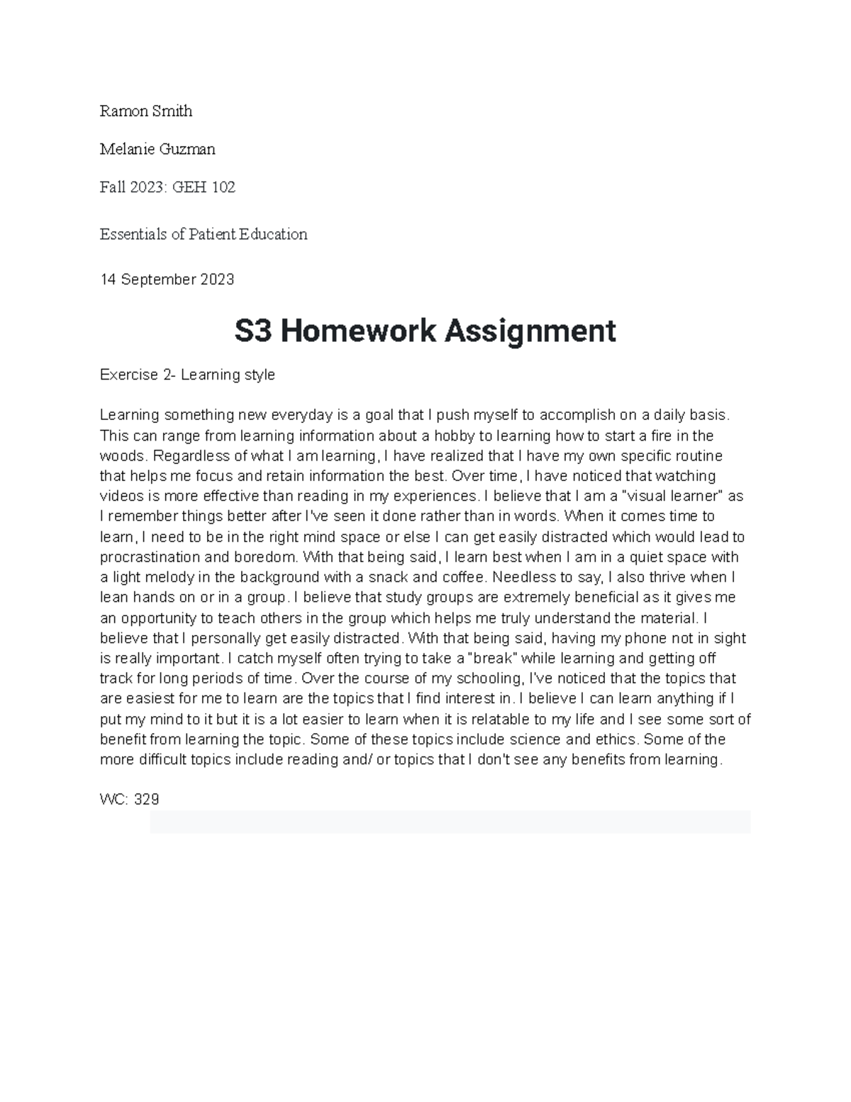 Essential S3 HW - Ramon Smith Melanie Guzman Fall 2023: GEH 102 ...