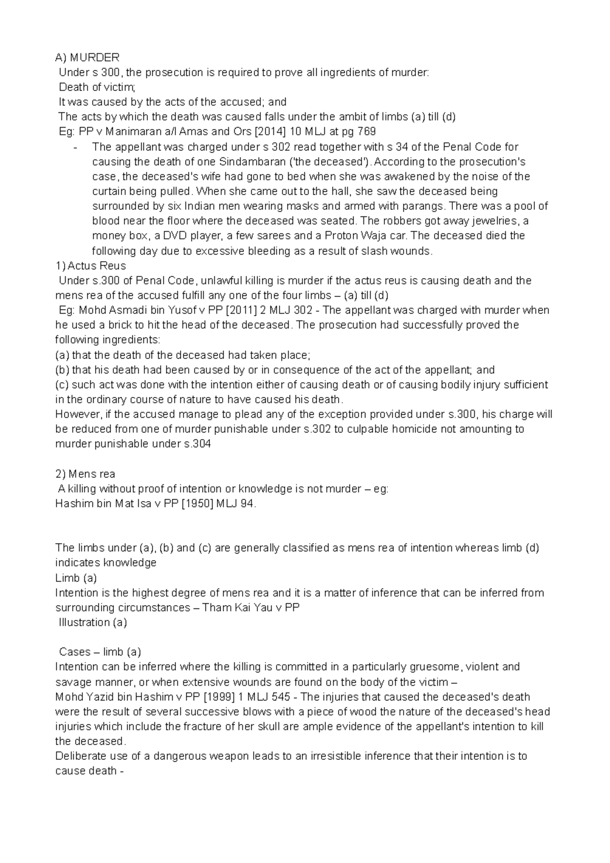 Analysis of Sec 300 of Penal Code: Key Concepts of Murder - Studocu