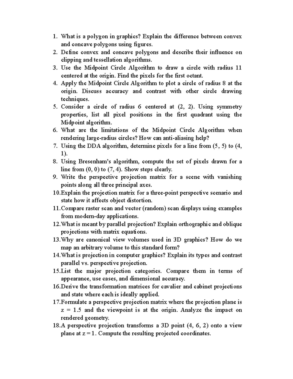ETE Practice Set 2: Graphics Algorithms & Projections Explained - Studocu