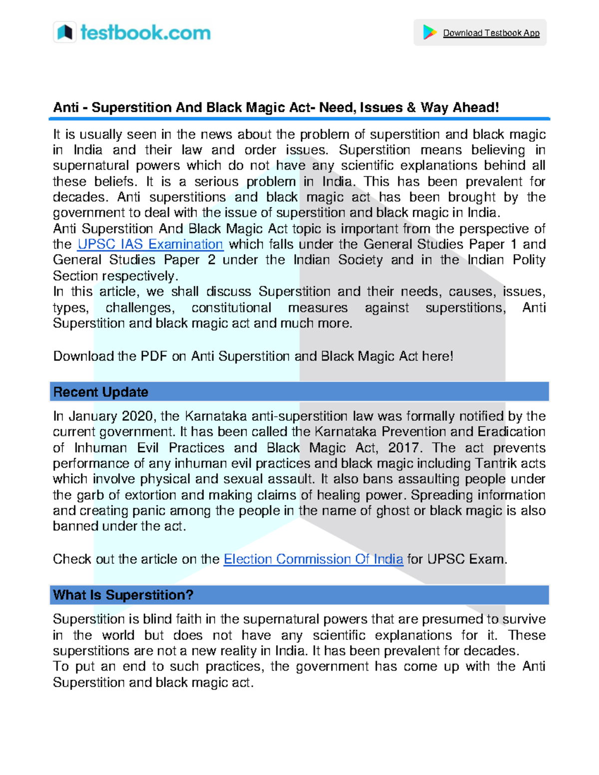 Anti Superstitions & Black Magic Act: Need, Challenges, and Measures ...