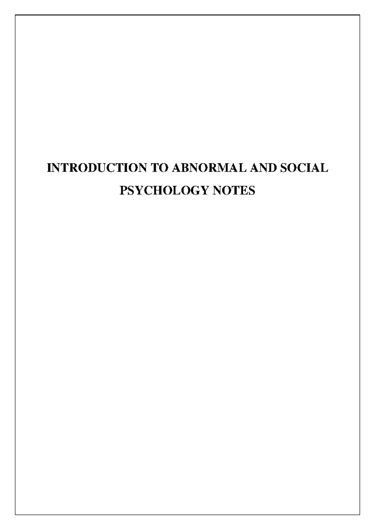 Abnormal Psychology Notes (PSY 101): Concepts & Perspectives - Studocu