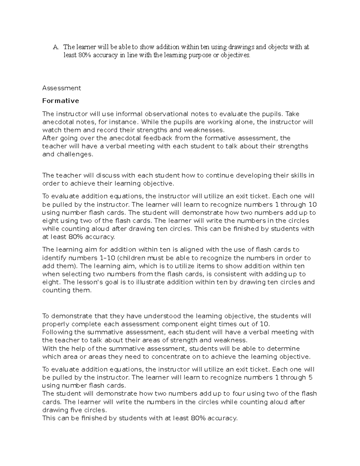 Cb task 1 - TASK - A. The learner will be able to show addition within ...