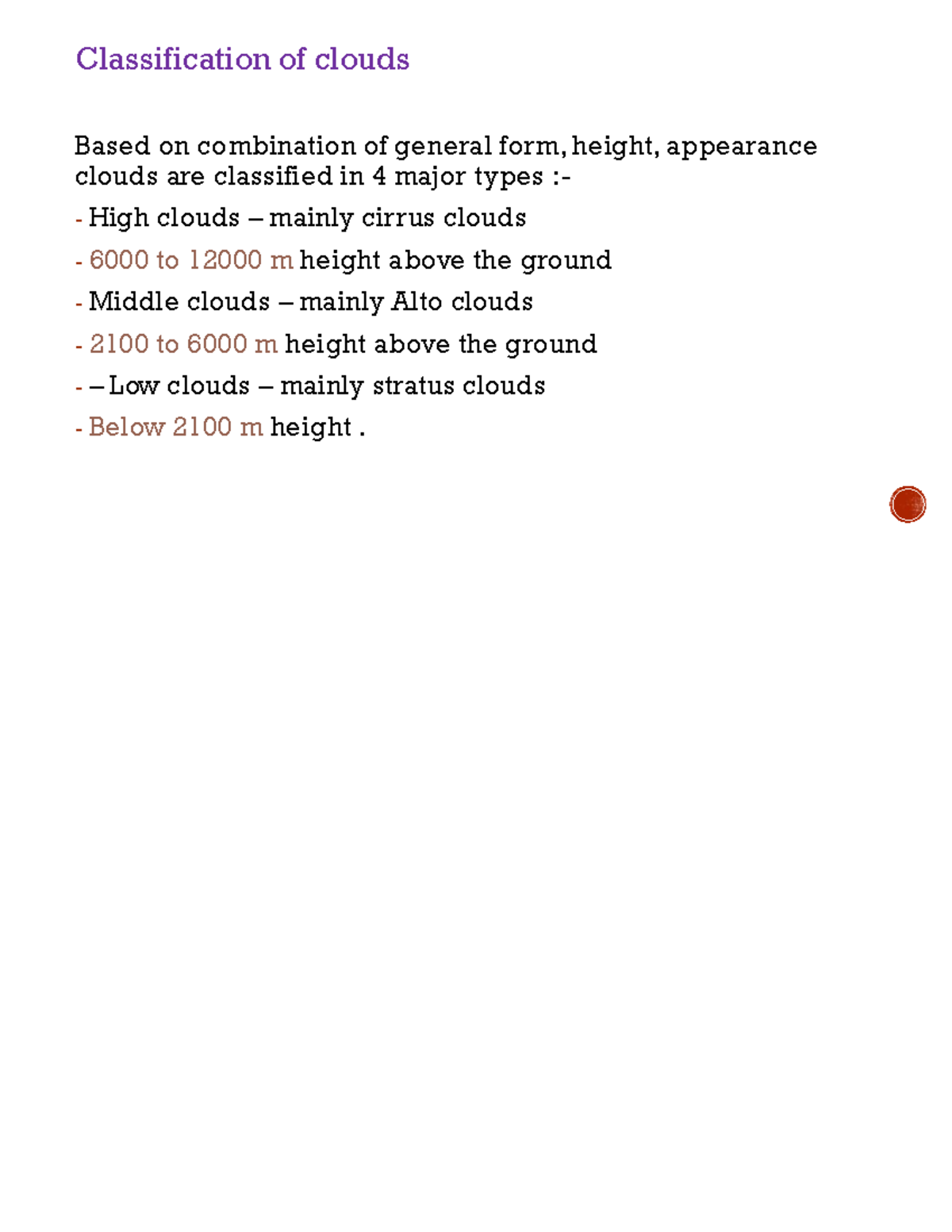 Types of clouds - Classification of clouds Based on combination of ...