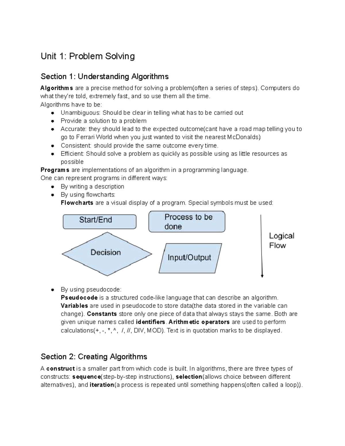 Edexcel Igcse Computer Science Notes(Units 1 and 3) - Unit 1: Problem ...