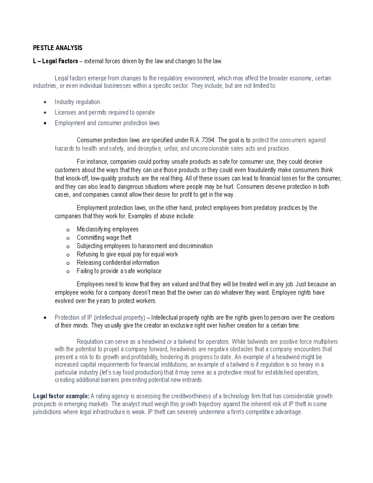 PESTLE Analysis: Legal & Environmental Factors Impacting Business - Studocu