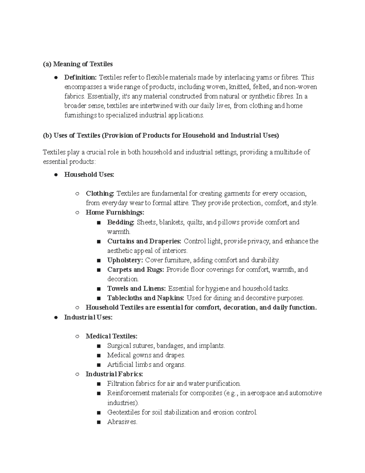 Textiles Overview: Definitions, Uses, and Fibre Types - Section 1 Notes ...