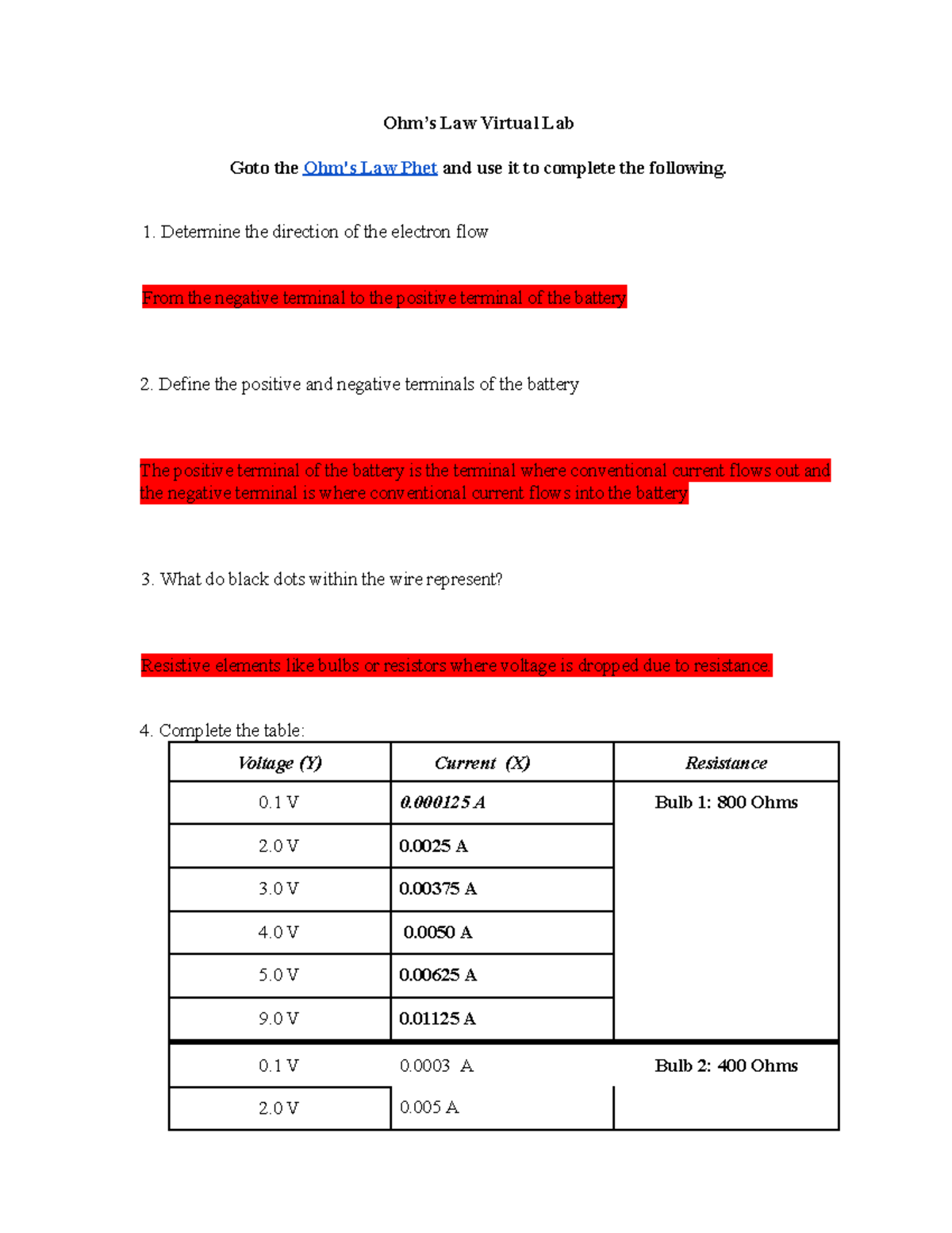 Copy of Ohm’s Law Virtual Lab - Ohm’s Law Virtual Lab Goto the Ohm's ...
