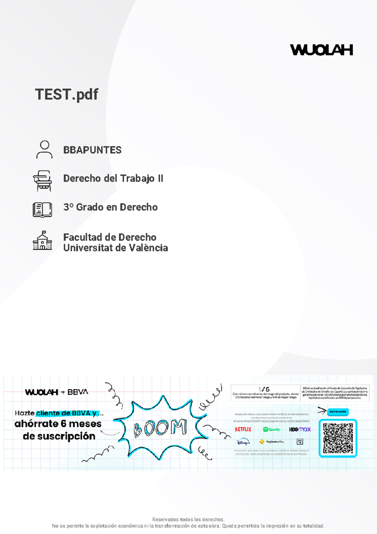 Derecho del Trabajo II - TEST Final del 3º Grado en Derecho - Studocu