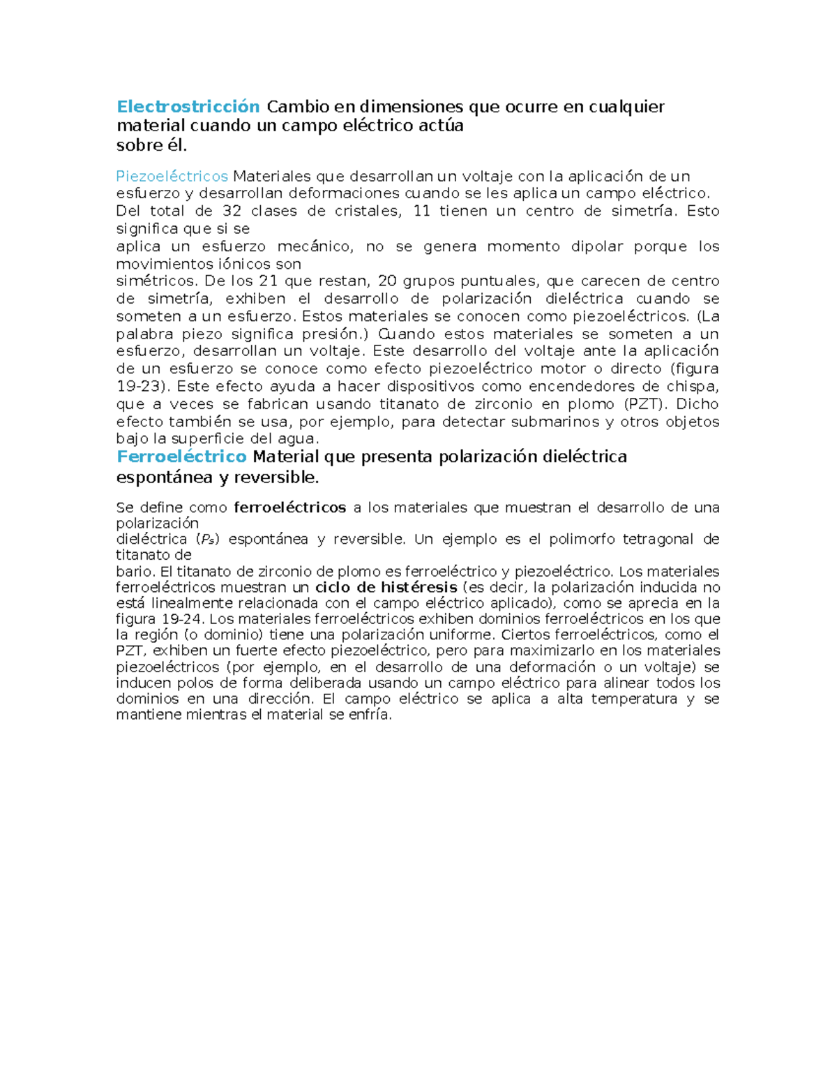 Electrostricción y Efecto Piezoeléctrico en Materiales Ferroeléctricos ...
