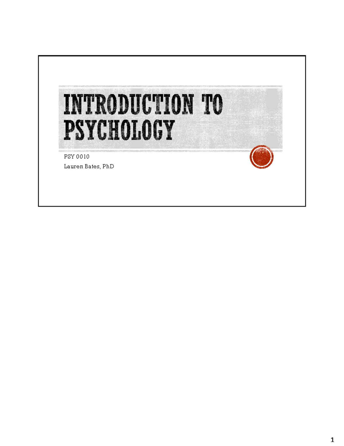 Introduction to Psychology (PSY 0010) - Key Concepts Overview - Studocu