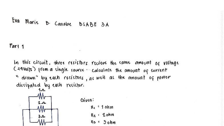 Circuit Analysis and Calculations for BSABE 3A - Studocu