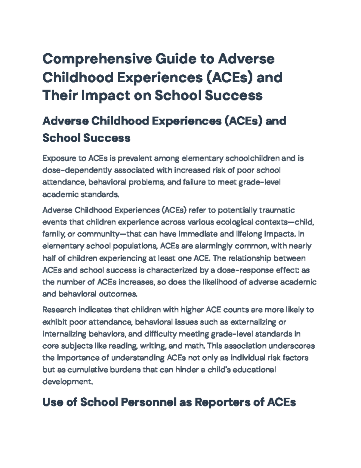 Comprehensive Analysis of ACEs Impact on Academic Performance (EDU 101 ...