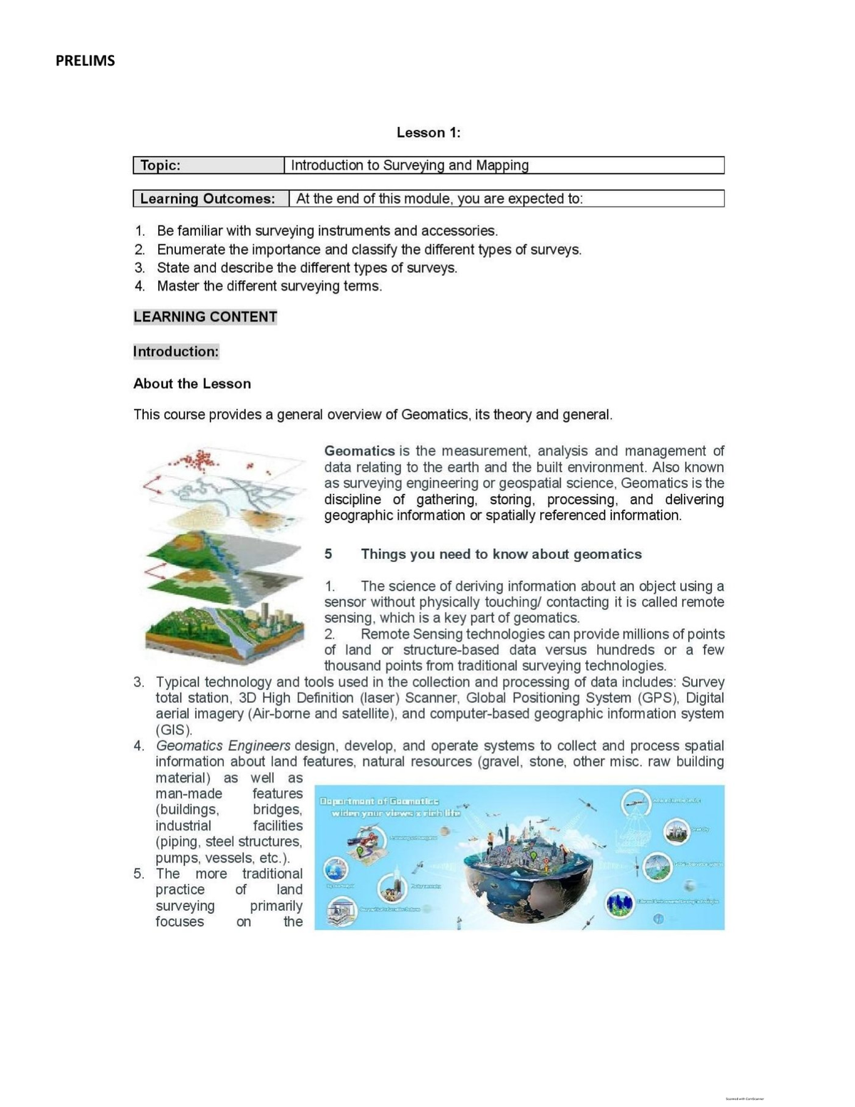 GEN 101: Lesson 1 - Introduction to Surveying and Mapping - Studocu