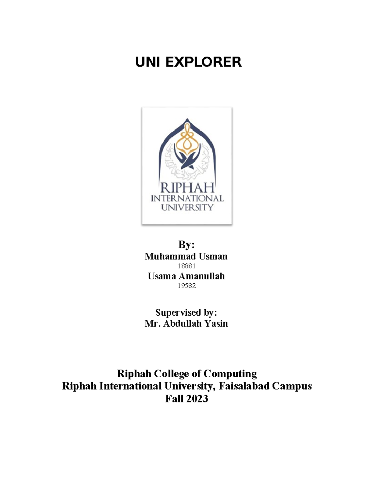 FYP: UNI EXPLORER Project Report Template for Software Engineering ...