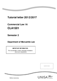 CLA1503 - Unisa - Commercial Law - Studocu