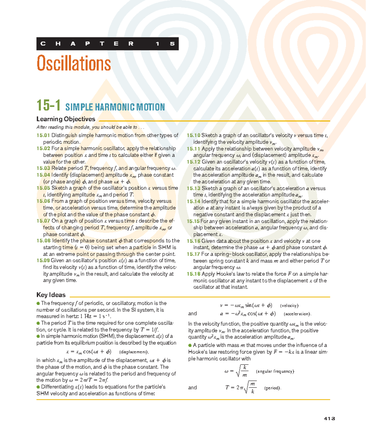 **PHYS 101: Chapter 15 - Oscillations and Simple Harmonic Motion ...