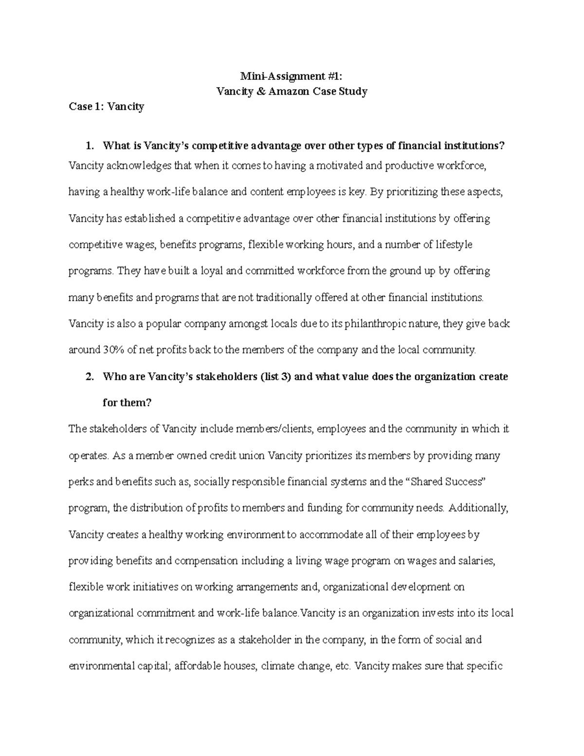 gms case study 1 - Mini-Assignment #1: Vancity & Amazon Case Study Case ...