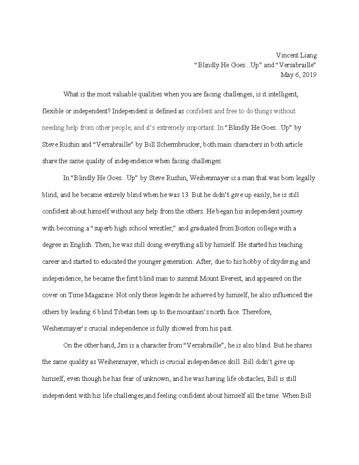 “Blindly He Goes...Up” and “Versabraille”-2 - Vincent Liang “Blindly He ...