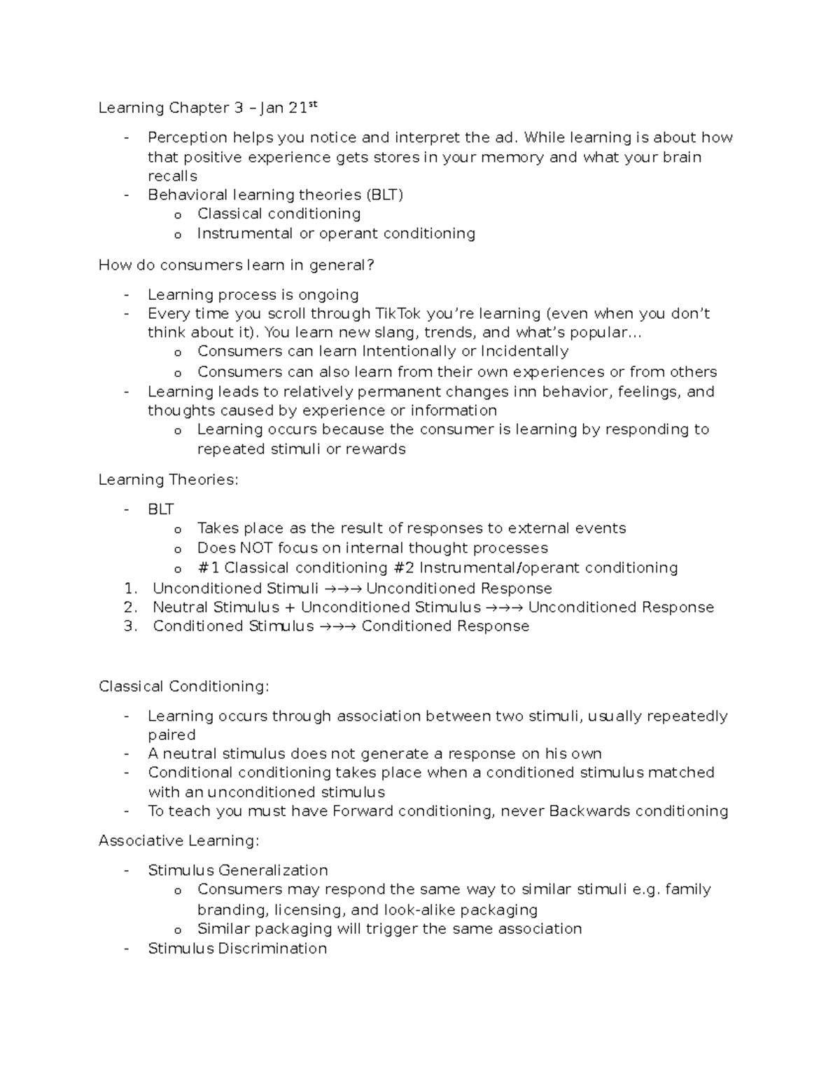 Consumer Behavior (CB) Week 3 Class 1: Learning Theories & Perception ...