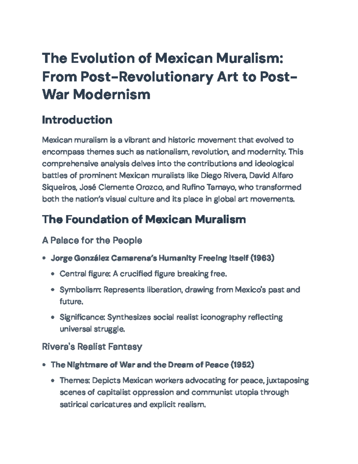 The Evolution of Mexican Muralism: Art & Politics Analysis (ART 101 ...