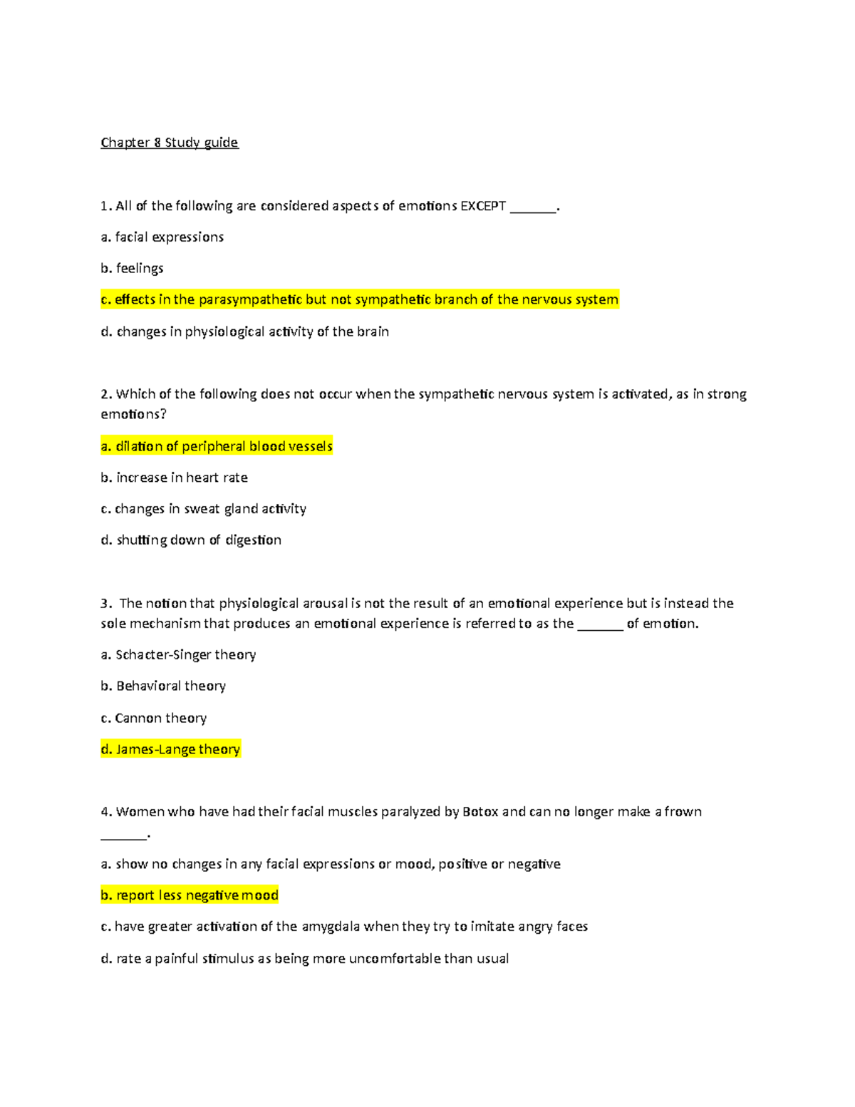 Chapter 8 Study guide - Chapter 8 Study guide 1. All of the following ...