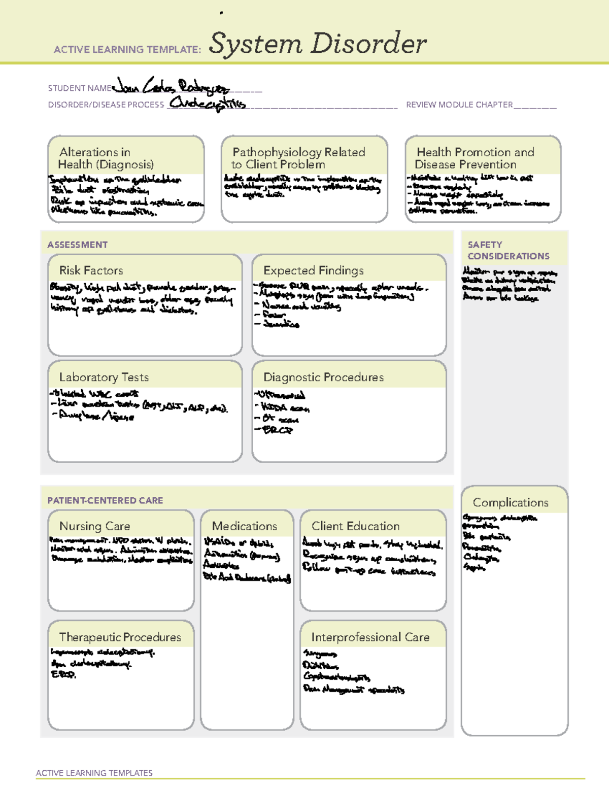 System disorder cholecystitis - ACTIVE LEARNING TEMPLATES System ...