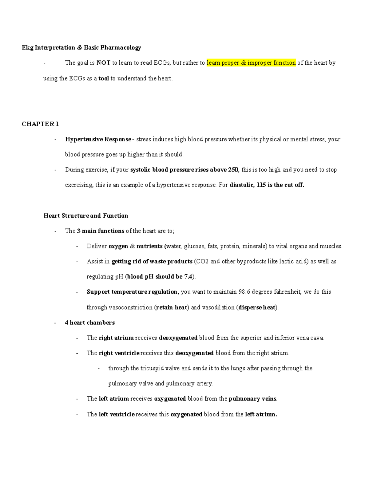 EKG Interpretation & Heart Structure: A Pharmacology Overview - Studocu