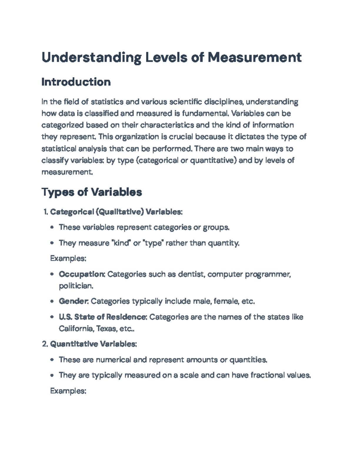 Understanding Levels of Measurement in Statistics: Types and Examples ...