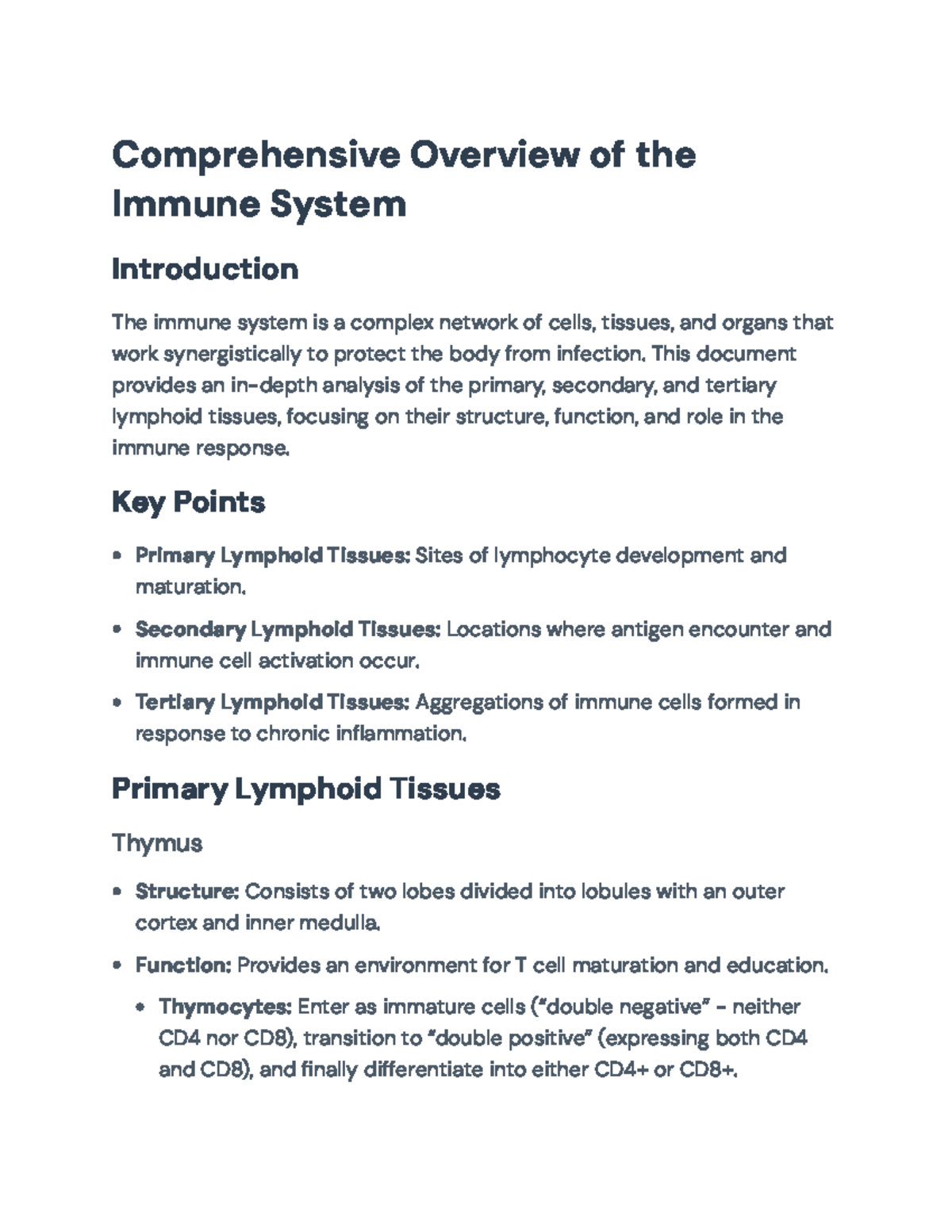Comprehensive Overview of the Immune System: Structures & Functions ...