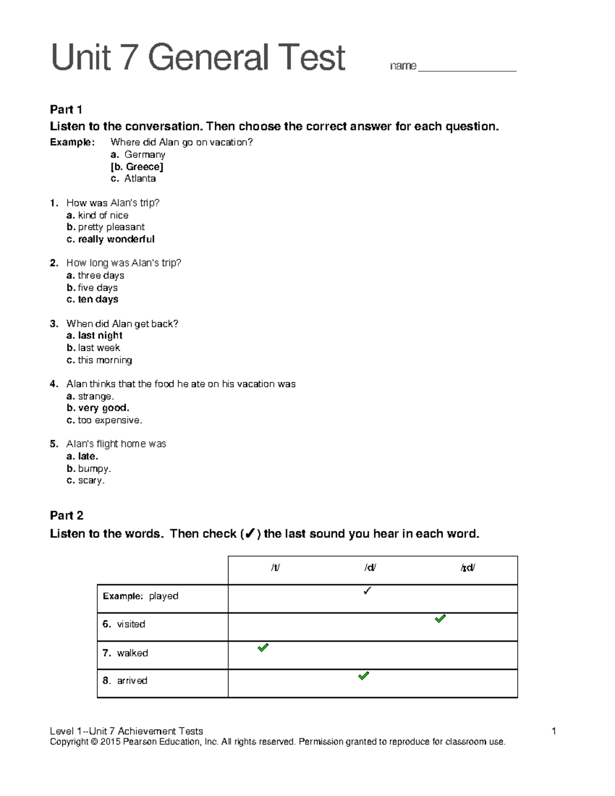Top notch. Completado - Unit 7 General Test name ...