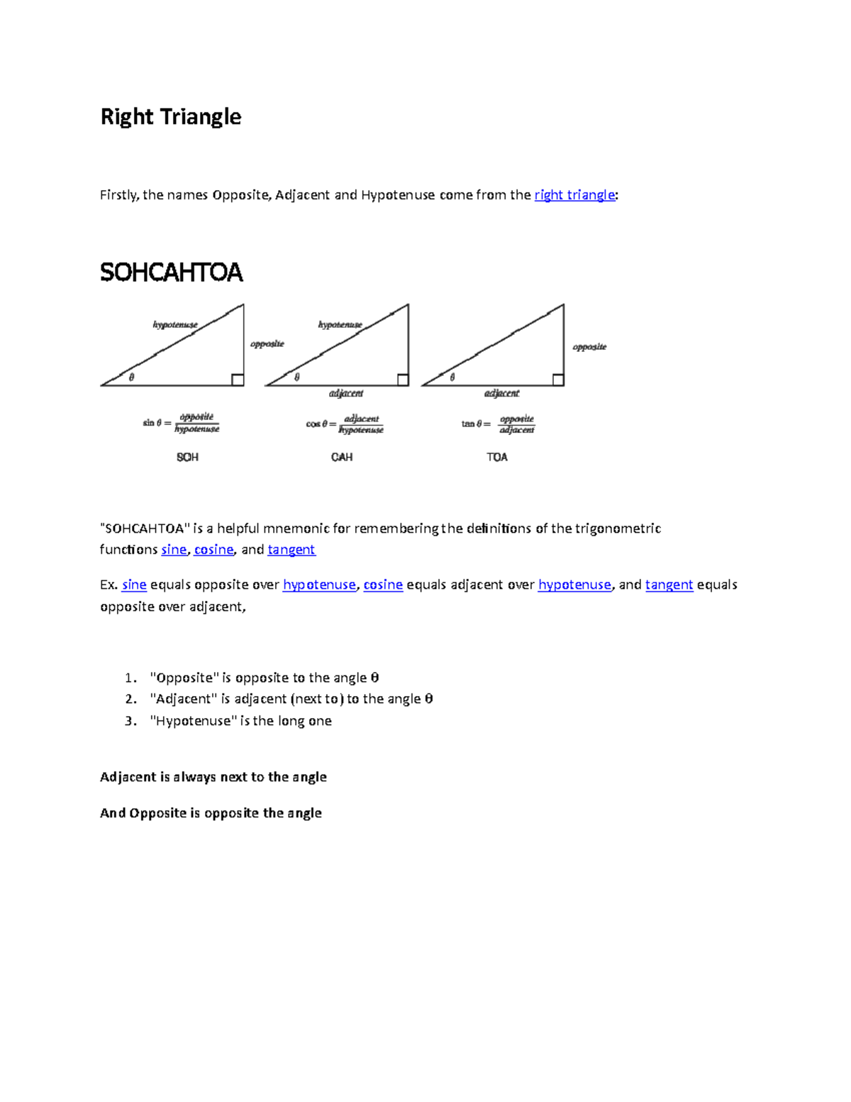 Soh Cah Toa - Understanding Trigonometric Functions in Right Triangles ...