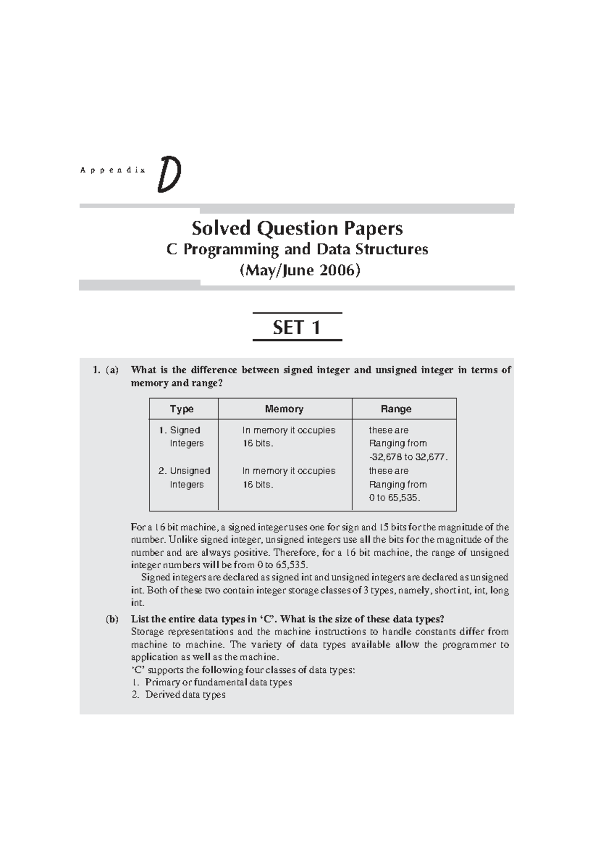 Solved Question Paper 1: C Programming & Data Structures (2006) SET 1 - Studocu