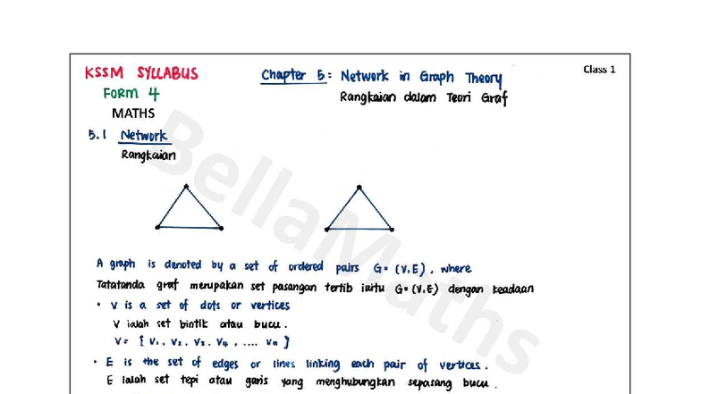 F4 MATHS KSSM Chapter 5: Graph Theory Notes & Exercises - Studocu