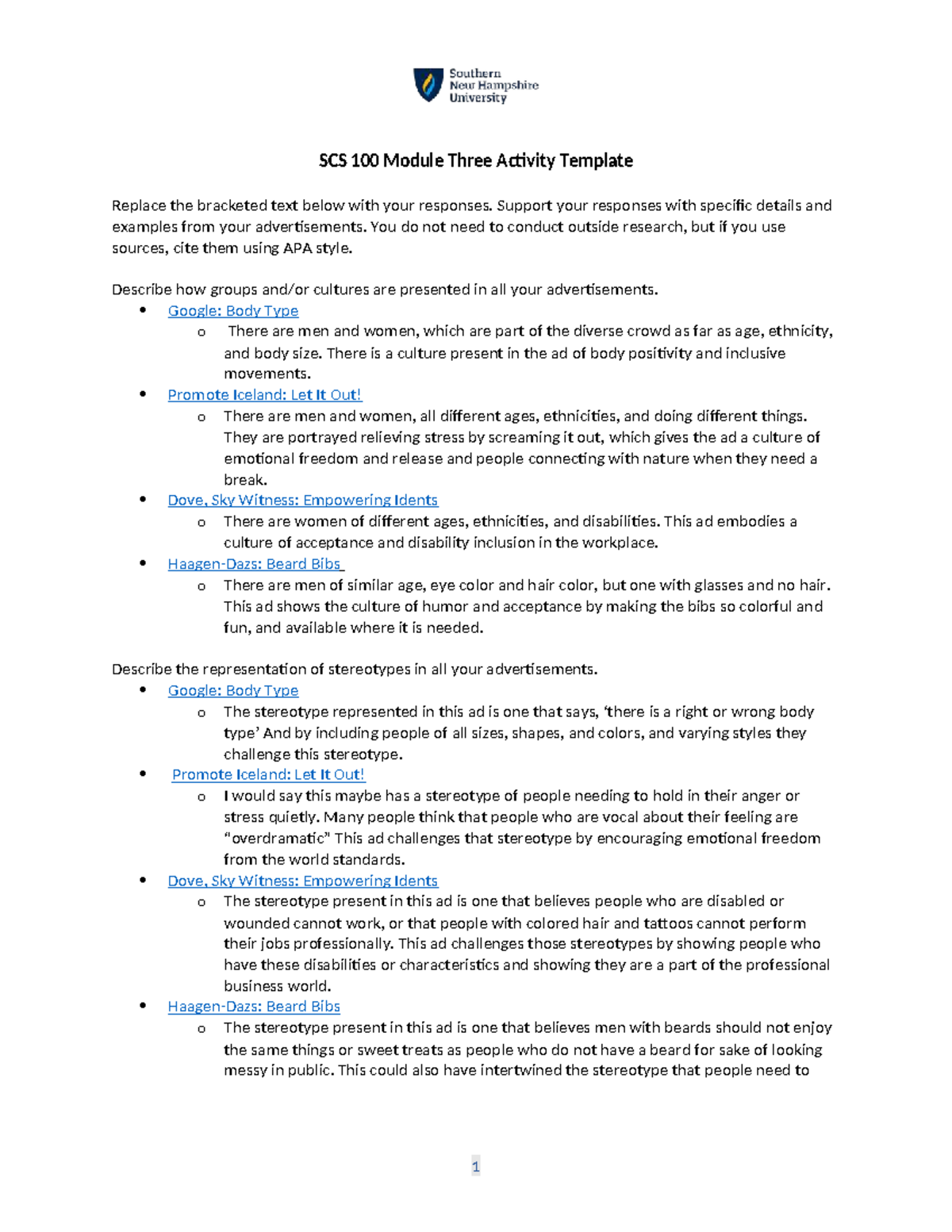 SCS 100 Module Three Activity Done - Support your responses with ...