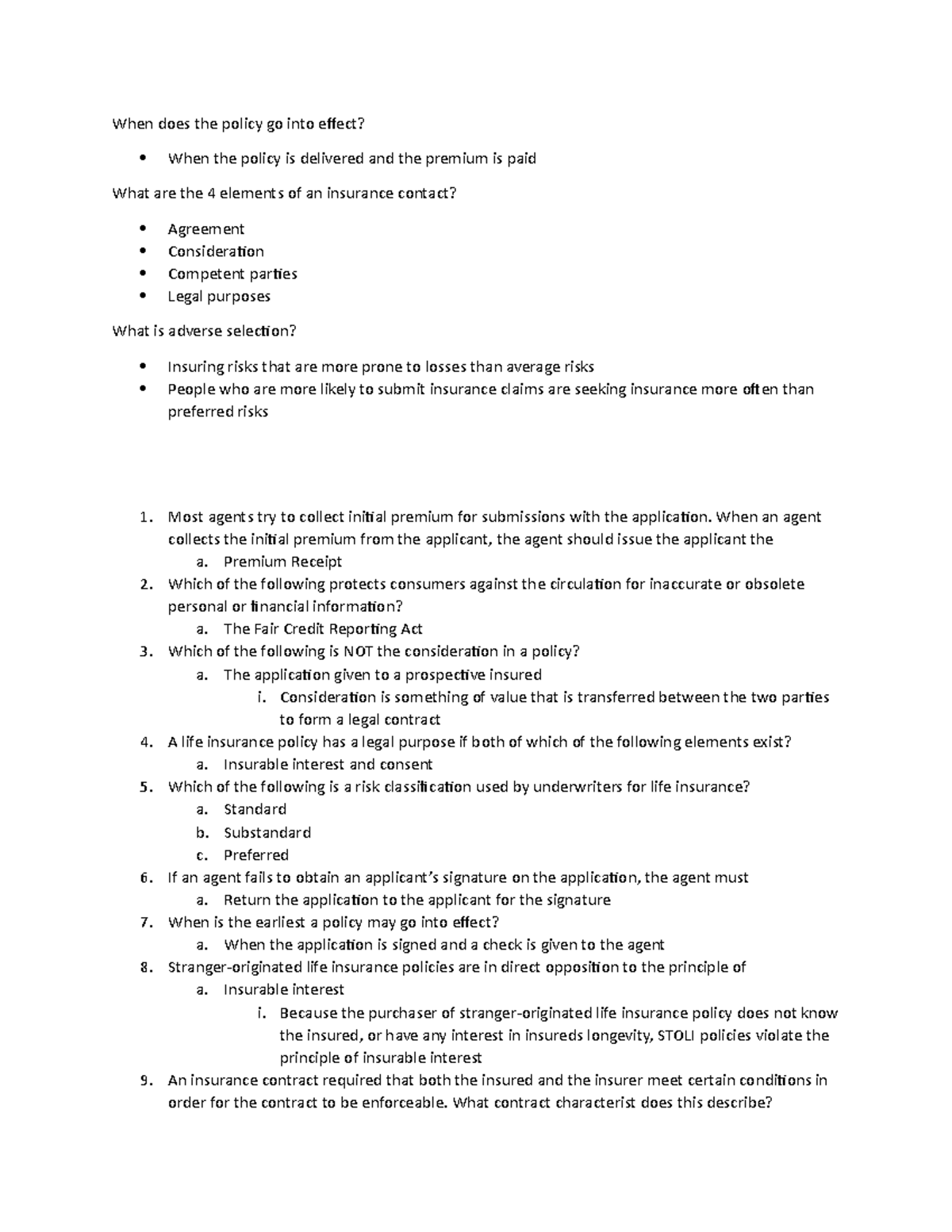 Chapter 1 Quiz - Fundamentals of Insurance Jargon and Policies - Studocu