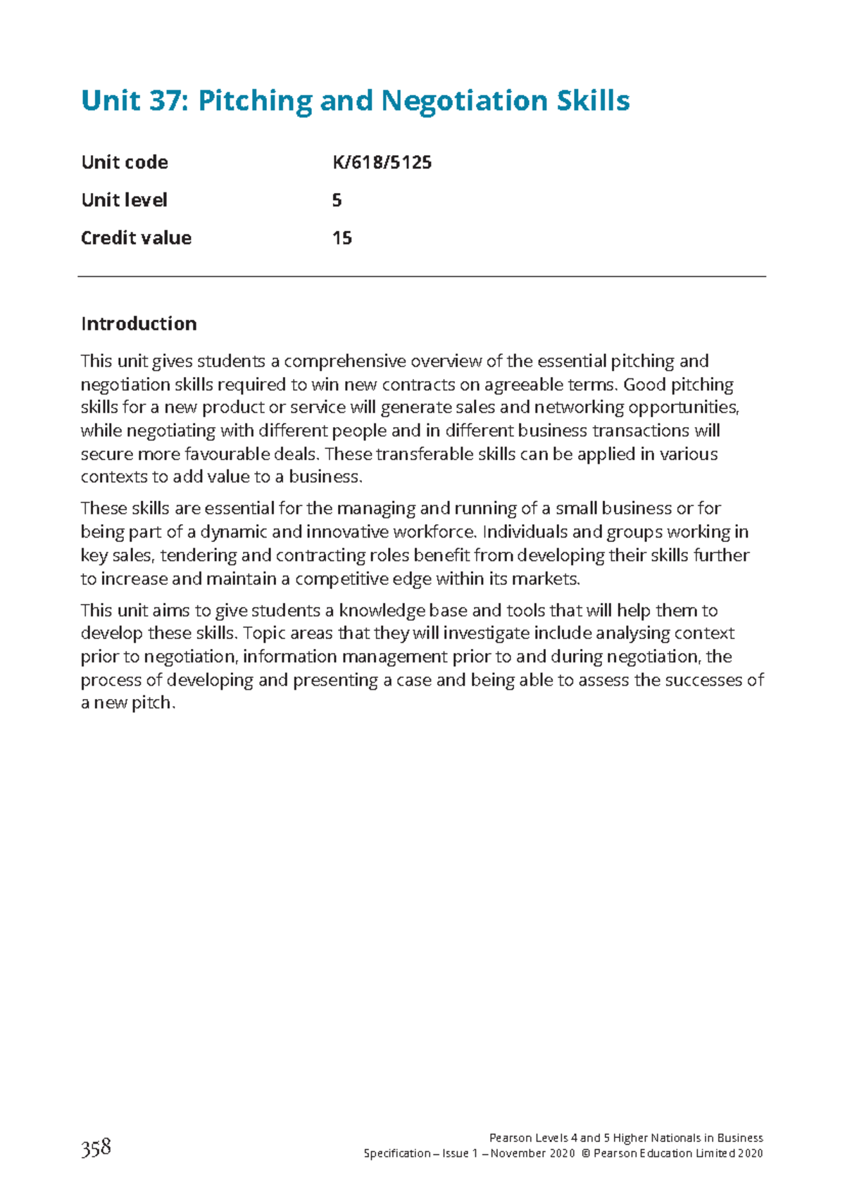 Unit 37: Pitching & Negotiation Skills - Pearson BTEC Level 5 Guide ...